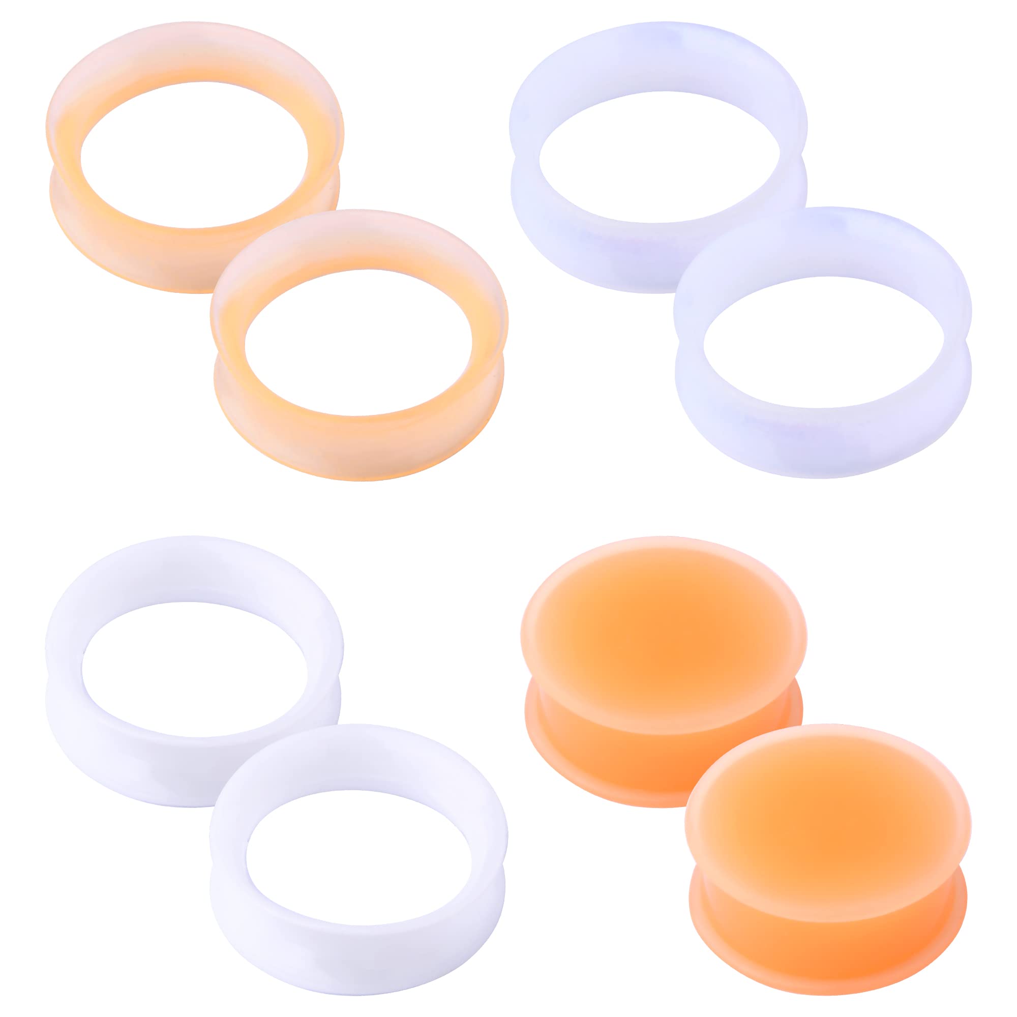 OUFER Flesh Skin Soft Silicone Hiding Hide Hider Retainer Double Flared Plugs Ear Plugs Tunnels Flexible Tunnel Ear Stretching Plug Gauge