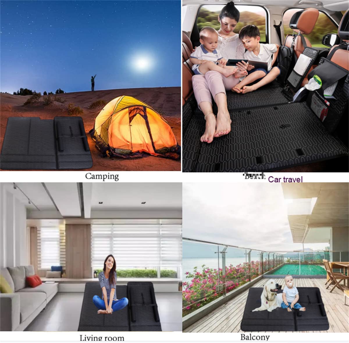 Non-Inflatable, Foldable Mattress for SUV Sleeping, Portable Seat Bed , Car Back Seat Extender for Dogs, Travel for Camping Truck, Black