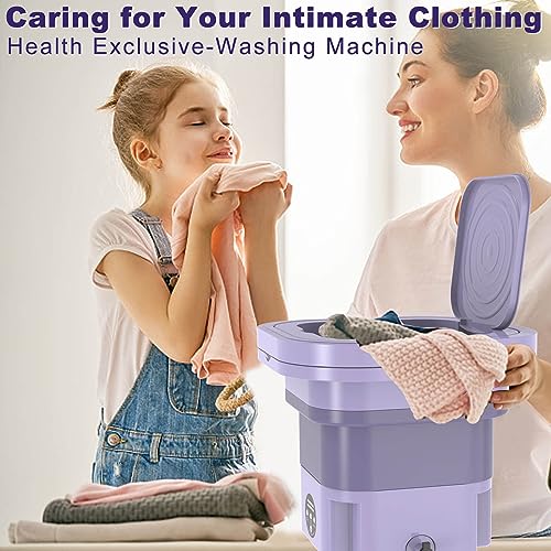 Mini Portable Washing Machine, Foldable Washing Machine with Spin-Dry Basket, Small Portable Washer and Dryer Combo for Travel, Underwear, Socks