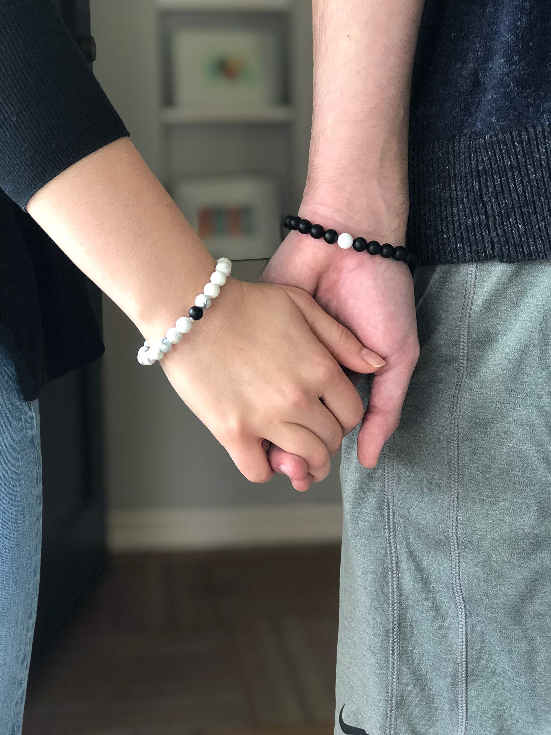 Lucky Feather Long Distance Relationships Couples Bracelets - A Reminder of Love and Strength During Time and Distance Apart (2 Piece Set) Couples Gifts