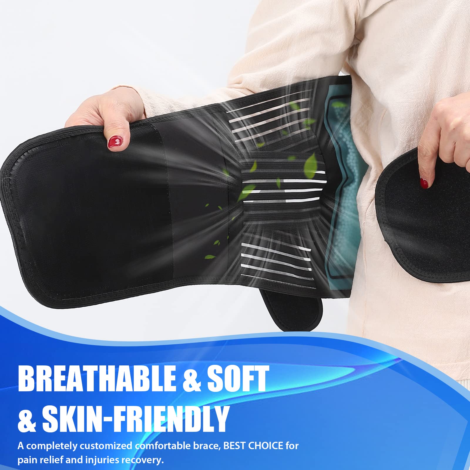 XEYOW Version Lumbar Back Support Belt for Pain Relief, Adjustable Compression Hardness&Shape, Breathable Grain Way Support Belt, Neck Stretcher for Lifting Sciatica Scoliosis Herniated Disc