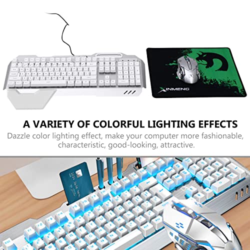 SOLUSTRE Rechargeable Keyboard and Wired Gaming Keyboard and Mouse Combo RGB Backlit Gaming Set Led Rainbow Backlit Keyboard Mouse Combo 2.