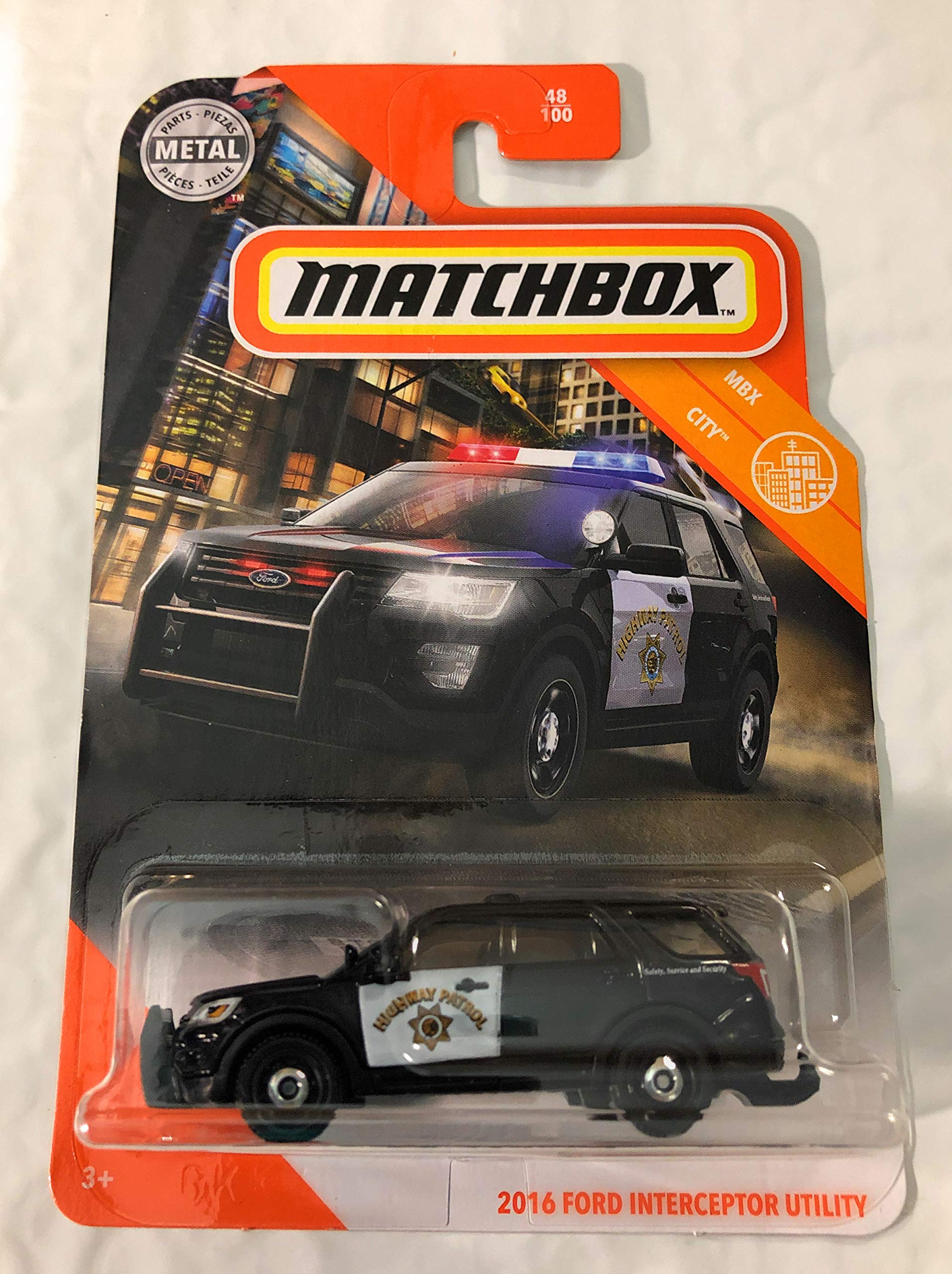 Matchbox 2016 Ford Interceptor Utility 48/100 Black Highway Patrol MBX Coty