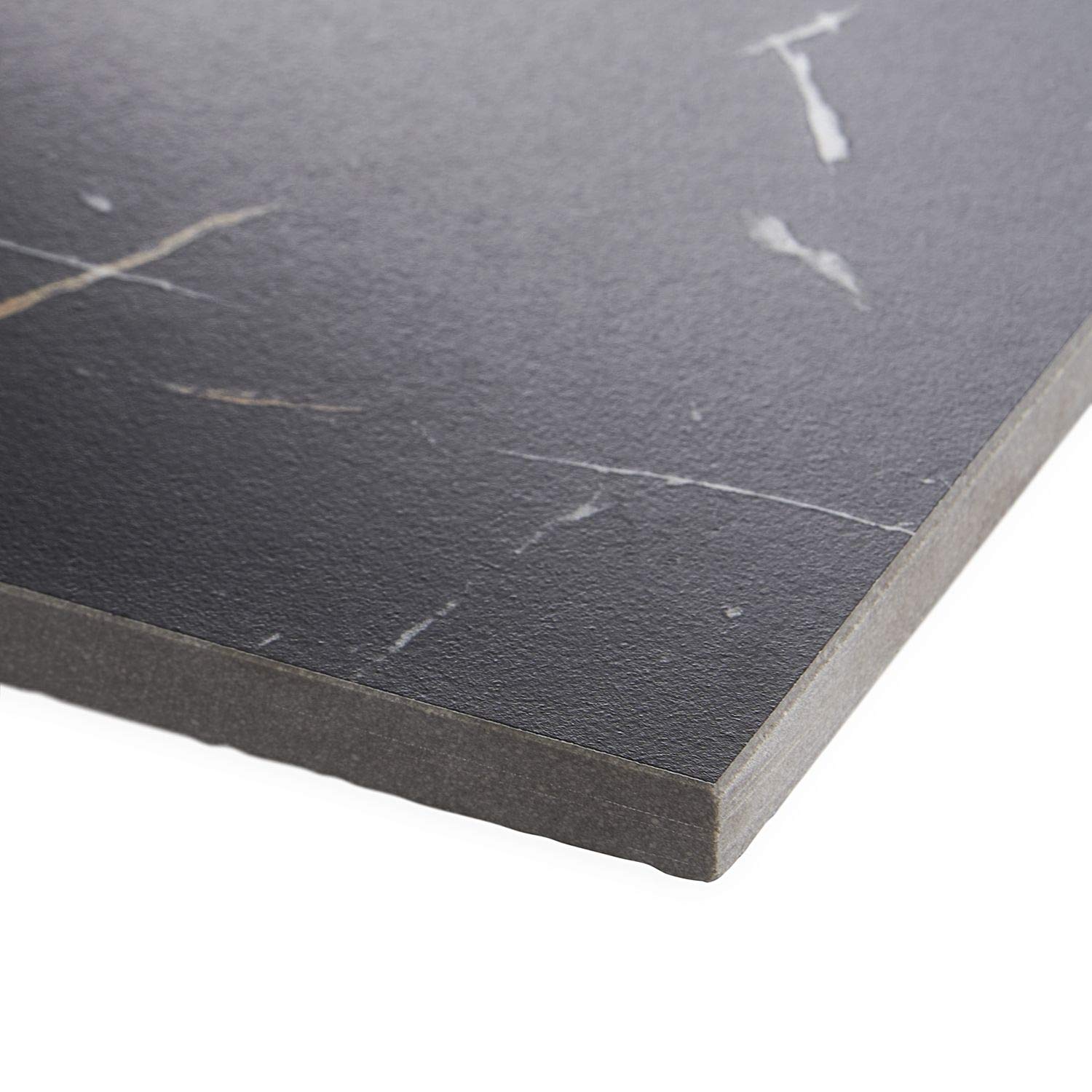 Marmo Black Marble Look 6 in. x 6 in. Matte Porcelain Floor and Wall Tile Sample
