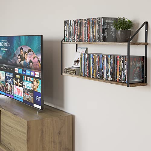 Wallniture Modena 2-Tier 36" Floating Shelves Living Room Decor Shelves for Wall Storage Laundry & Kitchen Organization Office Decor Burnt Finish
