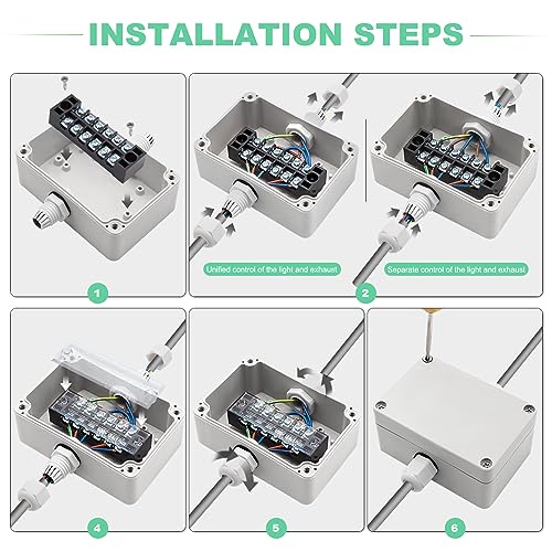 POWERENG Bathroom Exhaust Ventilation with Light,164 CFM 0.7Sones Quiet Ceiling Mount Ventilation Fan,6000K 12W LED,White,110V Vent Fan Ceiling