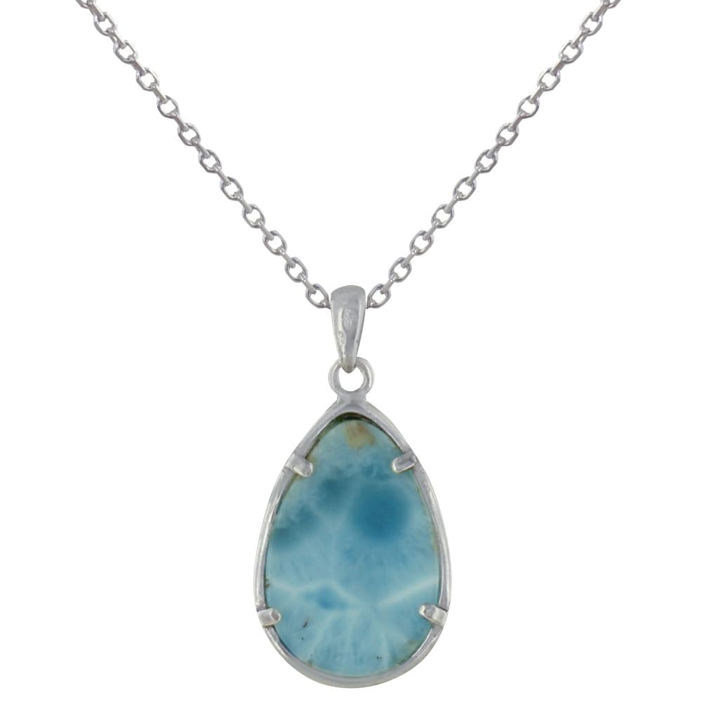 LES POULETTES JEWELS - Sterling Silver Pendant Larimar Elvish Drop