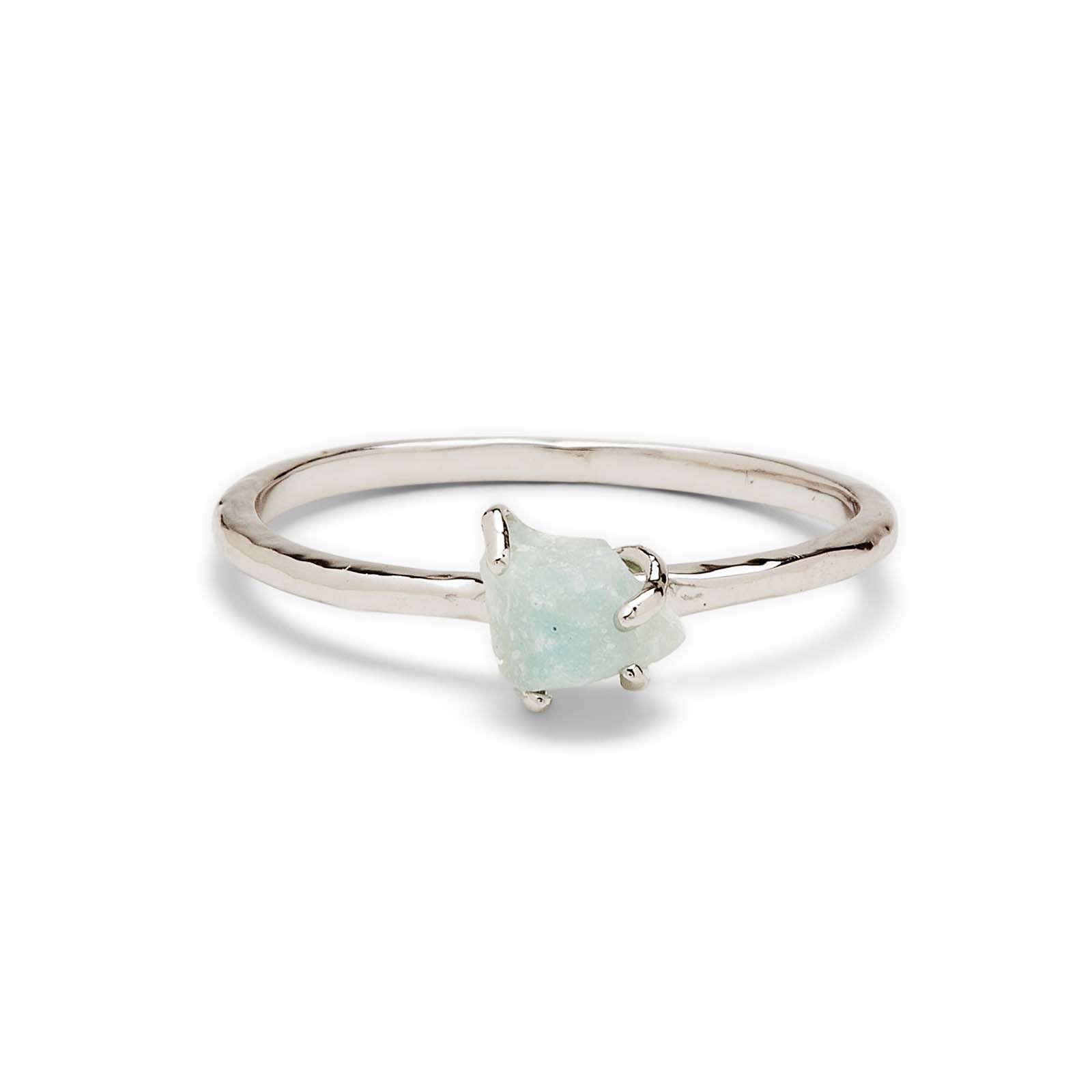 Pura Vida Silver Plated Raw Gemstone Ring w/Rose Quartz - Brass Base, Rhodium Plating - Size 8