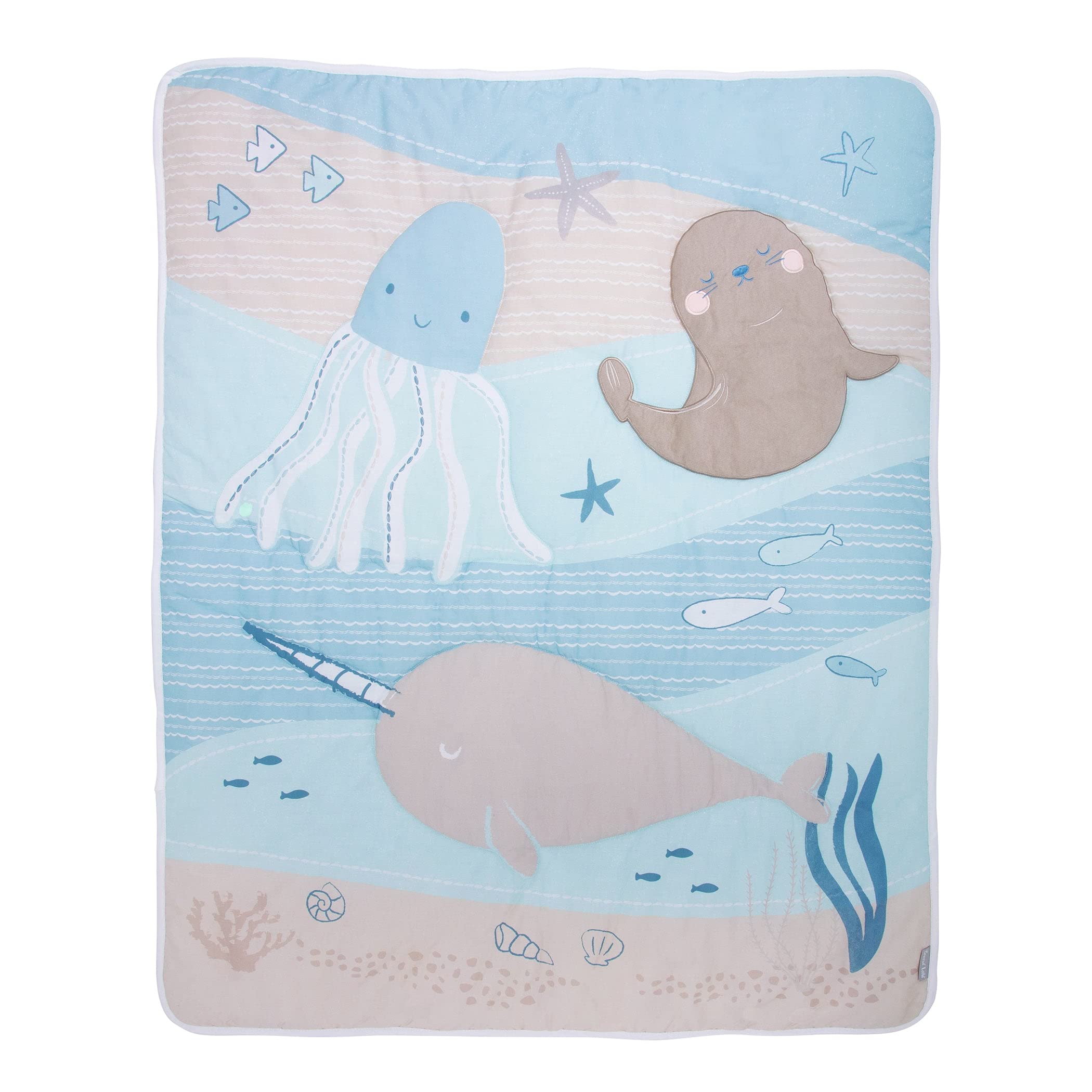 Trend Lab Sea Babies 3 Piece Crib Bedding Set, Includes Nursery Quilt, Fitted Crib Sheet and Crib Skirt