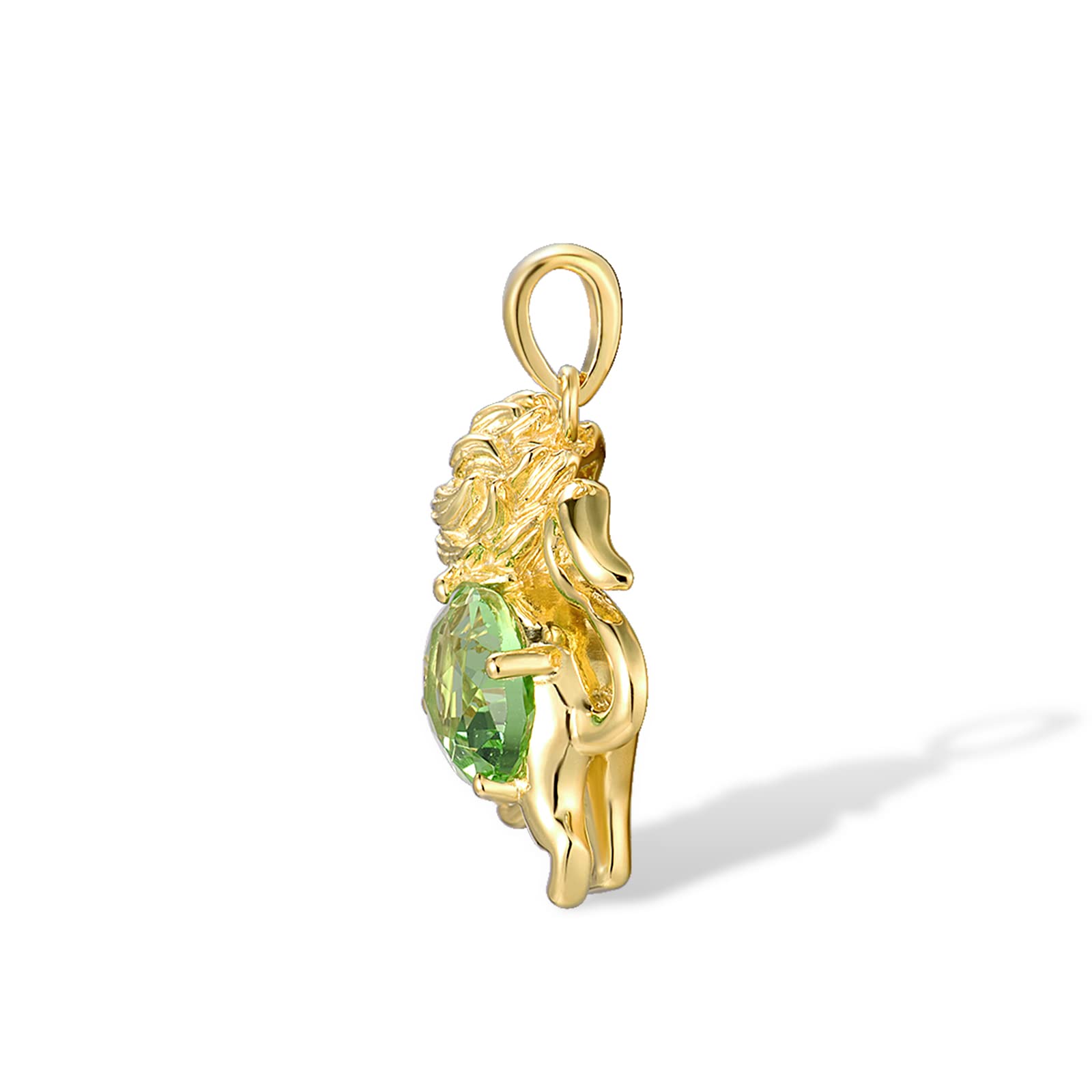 Santuzza 925 Sterling Silver Leo Zodiac Pendant Green Glass Lion Horoscope Pendant for Women