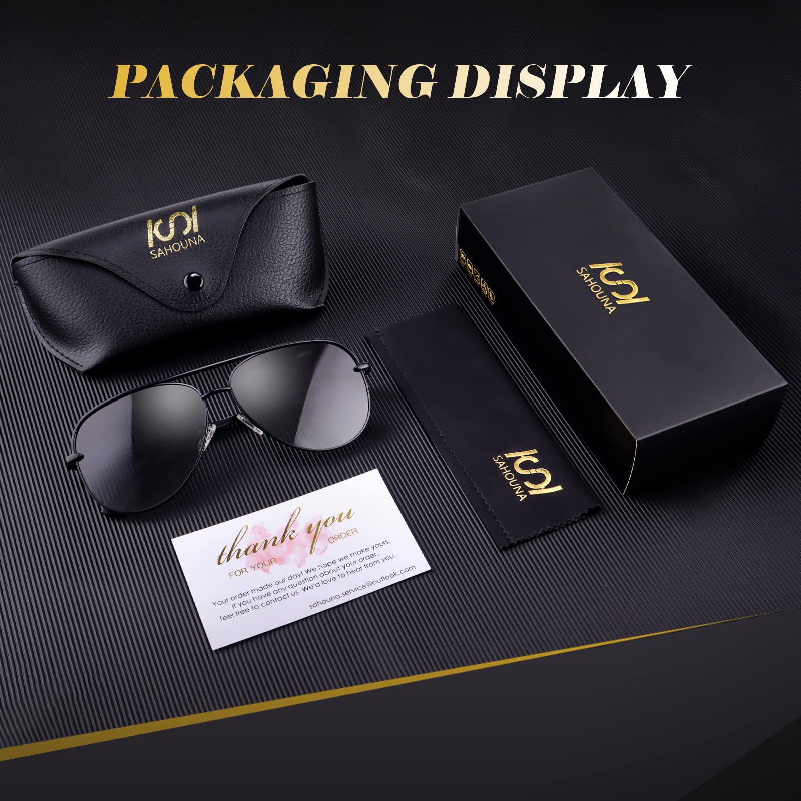 Sahouna Oversized Aviator Sunglasses for Women Men Polarized Sunglasses UV Protection Large Metal Frame Gradient Black