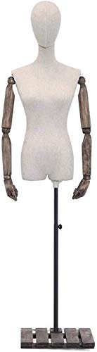 Mannequin Torso Mannequin Dress Form Torso Female Tailors Dummy Dressmakers Dummies Fashion Students Display Bust with Solid Wood Arm Height Adjustable for Apparel Jewelr