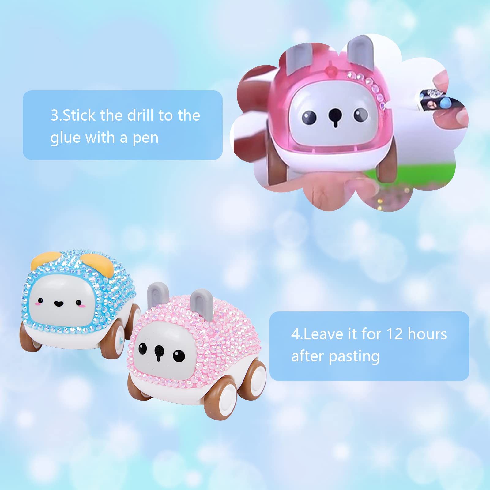 SUNKIM Easter Gifts for Kids,2pcs DIY Painting Keychains Kits with Light for Decoration Easter Arts and Crafts for Kids Ages 8-12