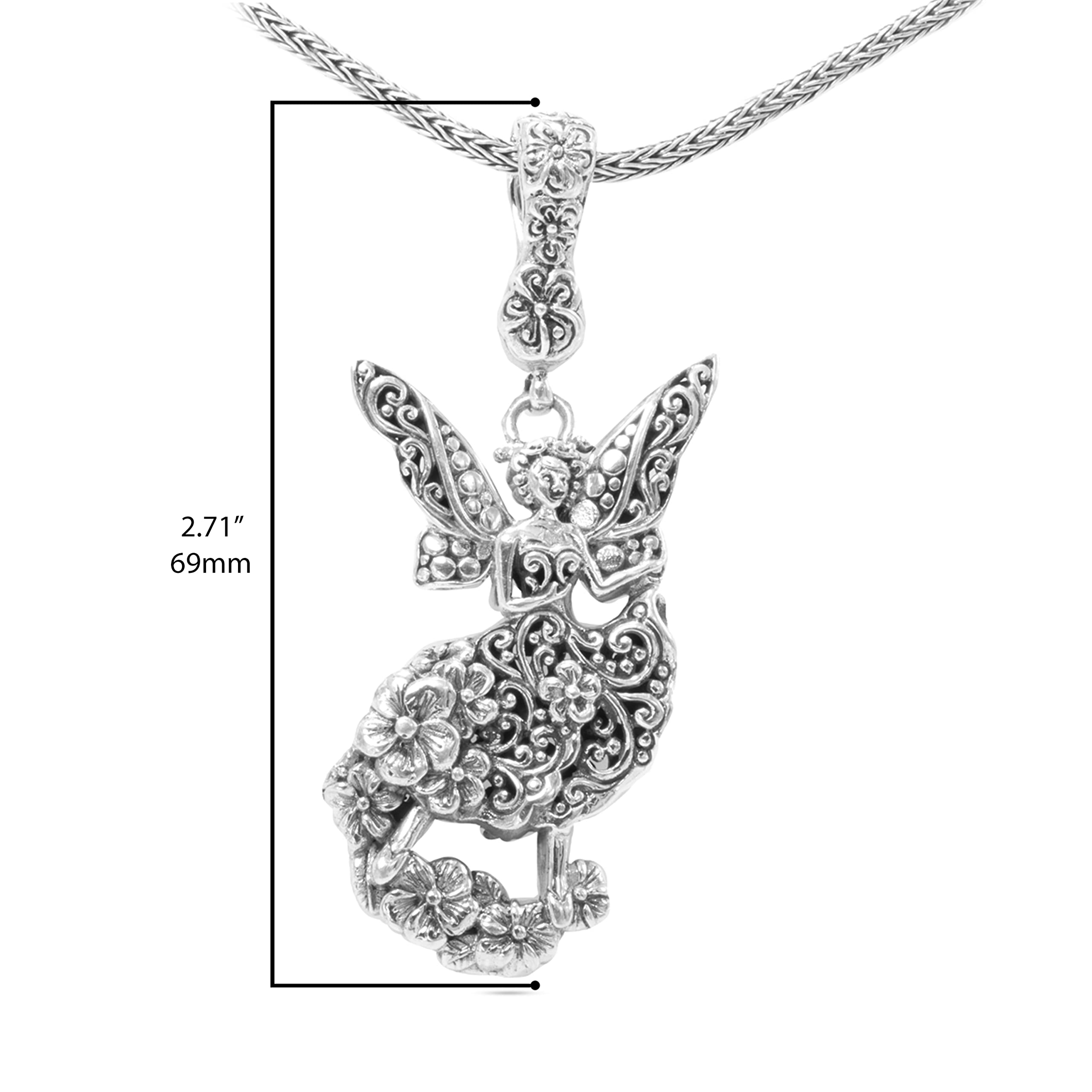 SARDA .925 Sterling Silver Frangipani & Filigree Fairy "Essentials" Pendant Enhancer