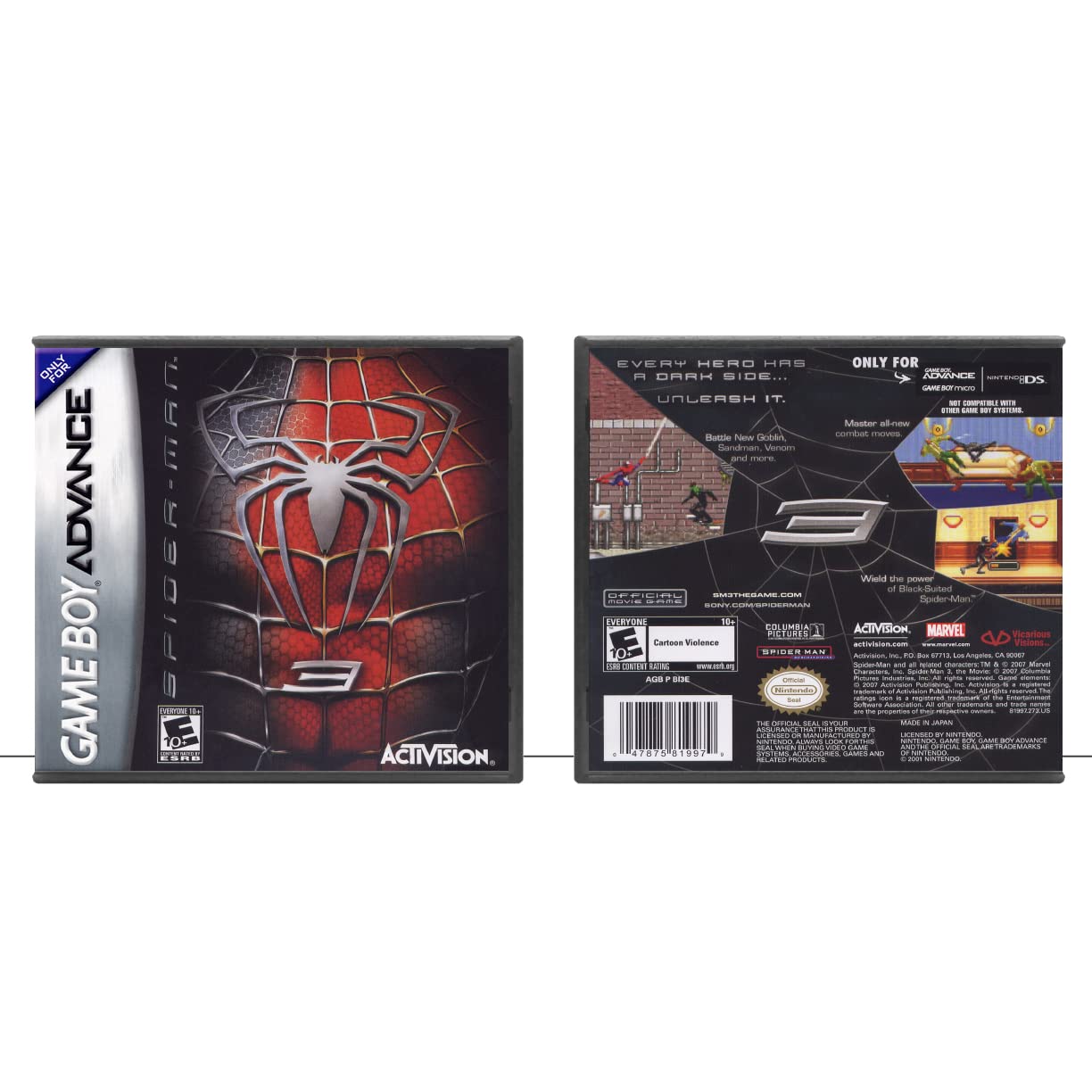 Spider-Man 3 | (GBA) Game Boy Advance - Game Case Only - No Game