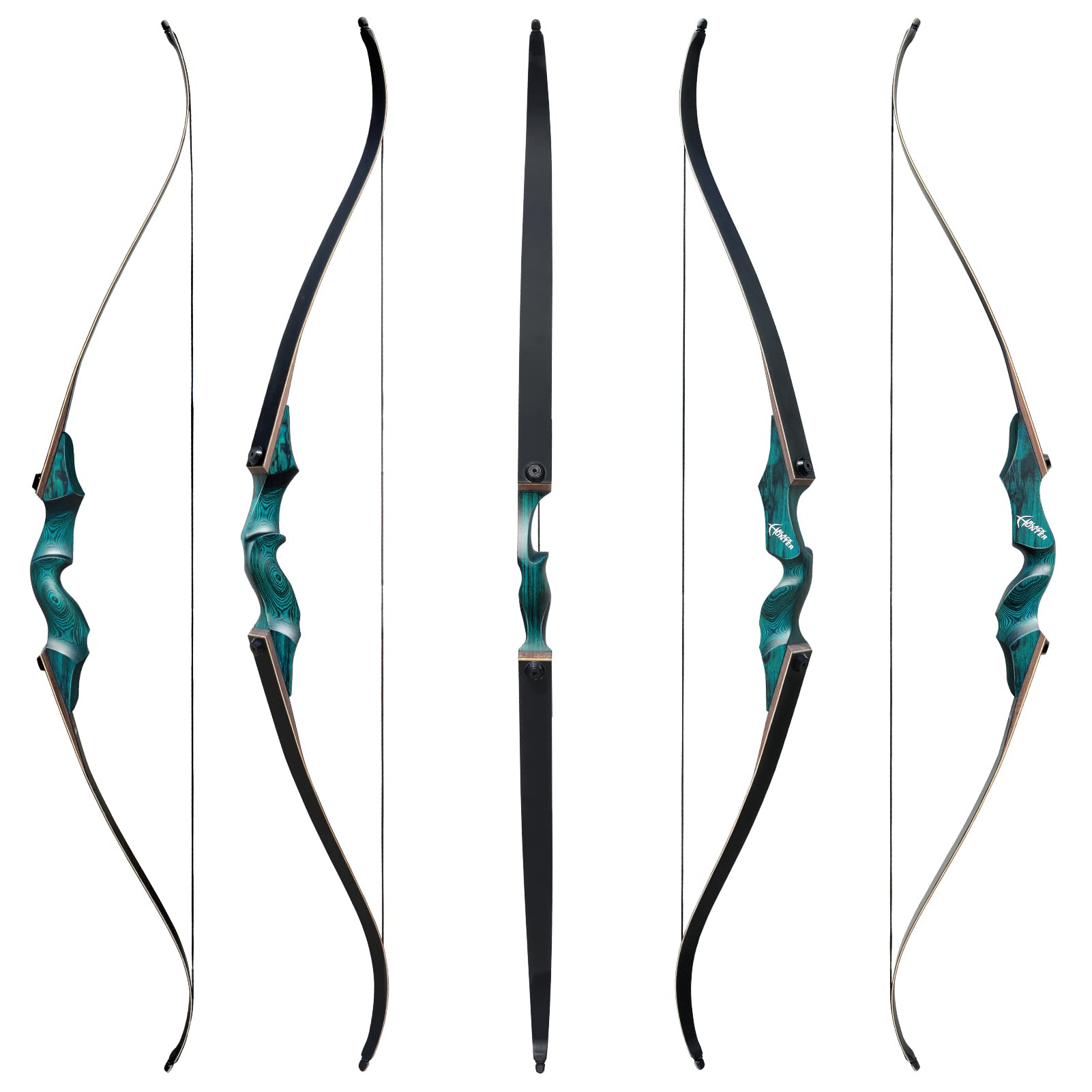 OBTOUTDOOR Black Hunter Original Recurve Bows Bow and Arrow for Adults Hunting Bow Archery Bow 60" 20-60lbs Right Hand Wooden Riser with Mixed Carbon Arrows for Shooting Hunting Competition (20lbs)