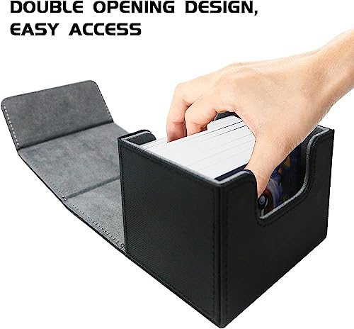SXTT MTG Deck Box,Large Size trading card case for 120+ Sleeved Cards,magic the gathering deck box PVC Free Card Holder for TCG/Yugioh (Black)