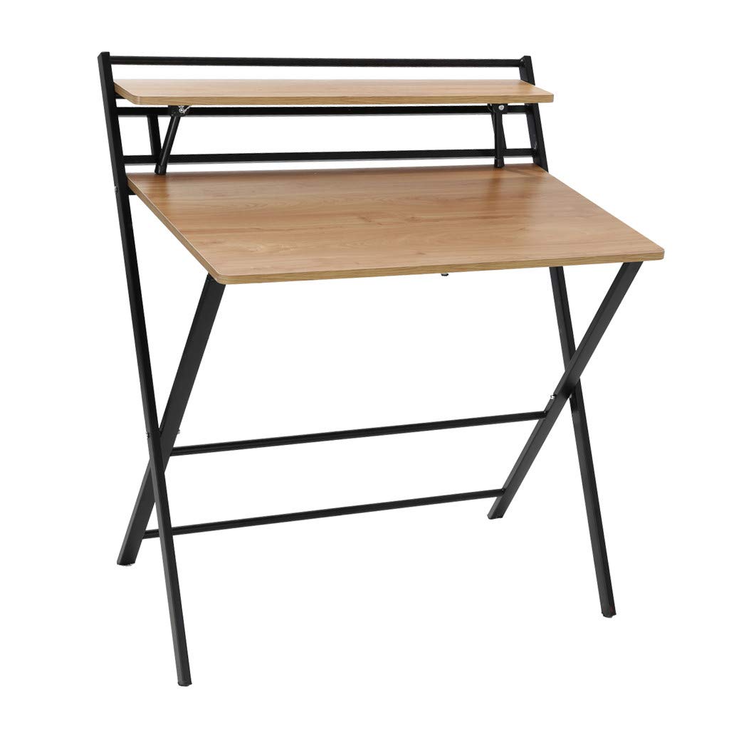 Mefedcy Furniture Small Folding Desk Computer Desk for Small Space Home Office Simple Laptop Writing Table No Assembly Required (Khaki)
