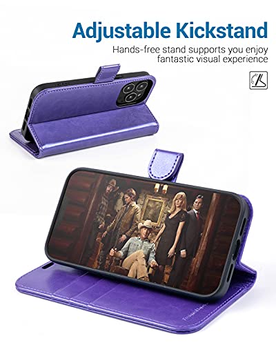 OCASE Compatible with iPhone 13 Pro Max Wallet Case, PU Leather Flip Folio Case with Card Holders RFID Blocking Stand [Shockproof TPU Inner Shell] Phone Cover 6.7 Inch 2021 (Purple)