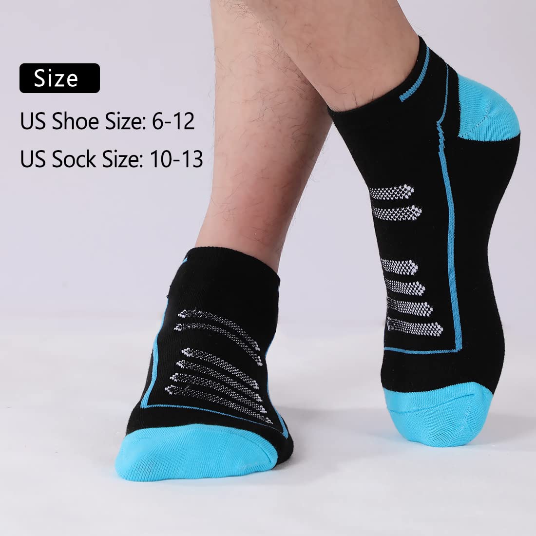pureluca Men’s Athletic Socks Low Cut Running Socks Breathable Comfort for Sports 6 Pack Blue