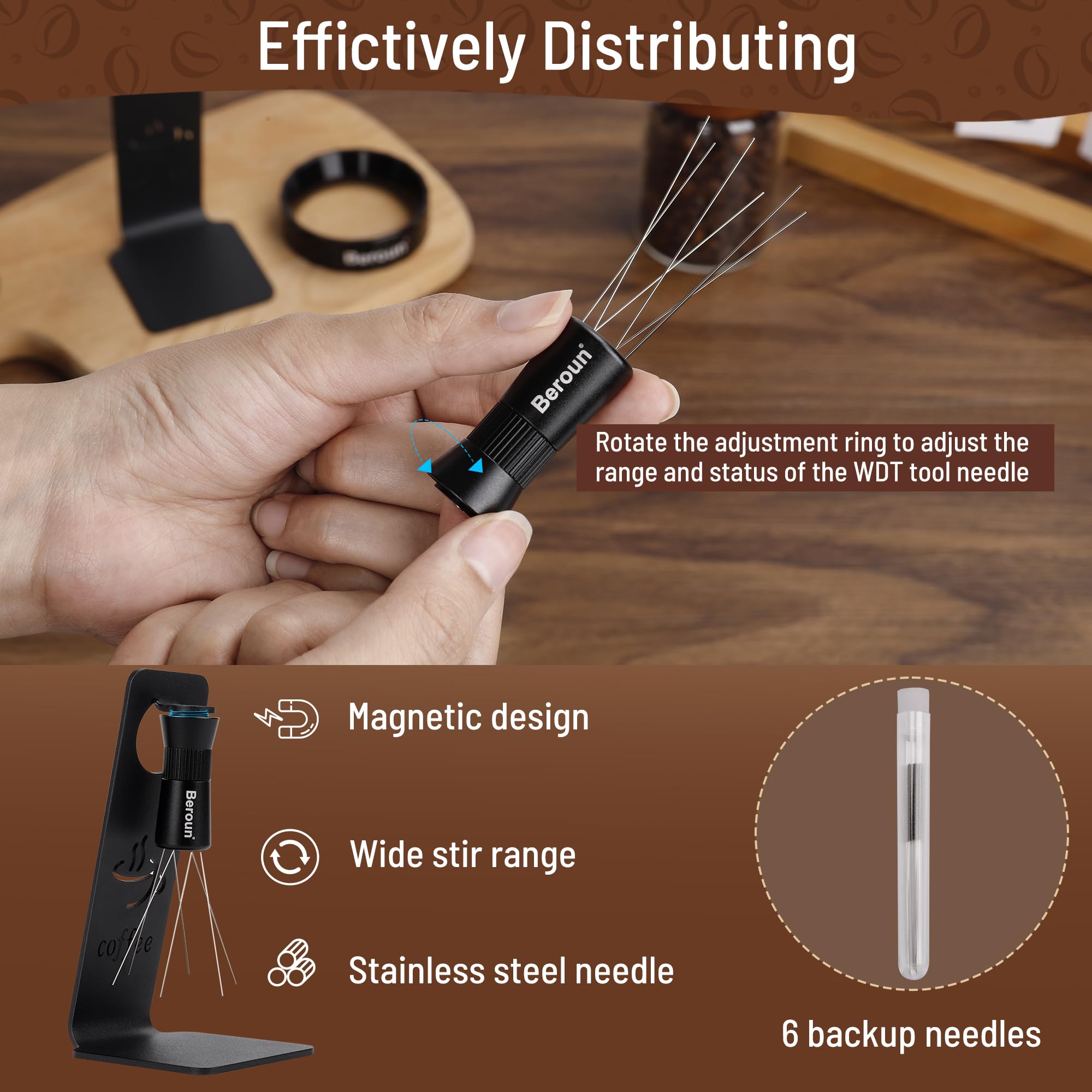 WDT Tool Espresso 54mm Dosing Funnel and Puck Screen Espresso Coffee Stirrer Espresso Distribution Tools Kit Fit Breville Espresso Accessories Machine 8 Series, 54mm Portafilter