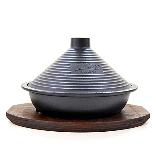 Tagine Cast Iron Cooker Pot with Anti-scalding Board, Tagine Clay Casserole Slow Cooker Non-Porous Cone Lid, for Different Cooking Styles and Temperature Settings Oven / 24CM