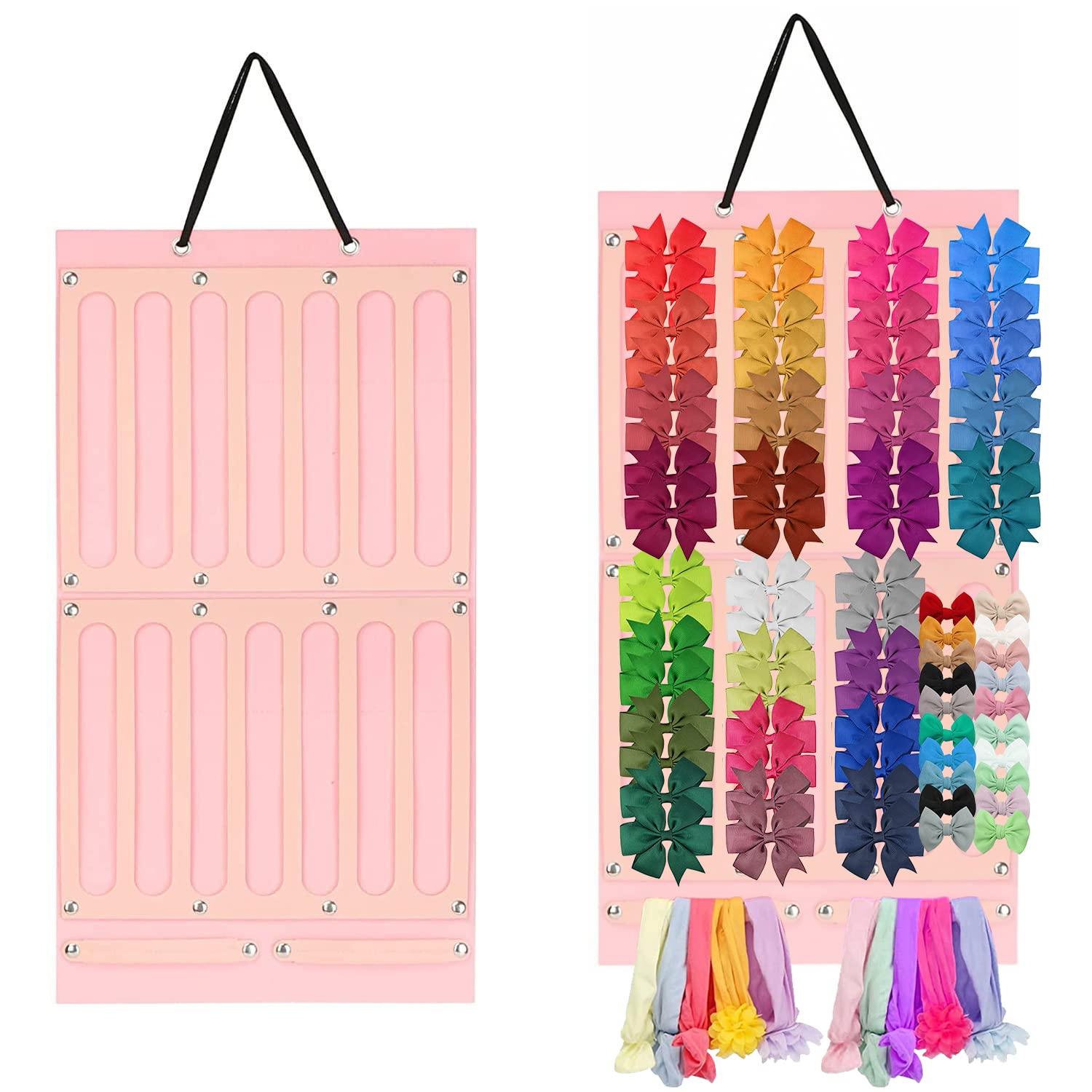 TYUI Headband Storage Holder,Hair Bow Holder for Girls,Hair Bows Organizer Baby Hair Accessory Storage Display w/Sturdy Rope(pink)