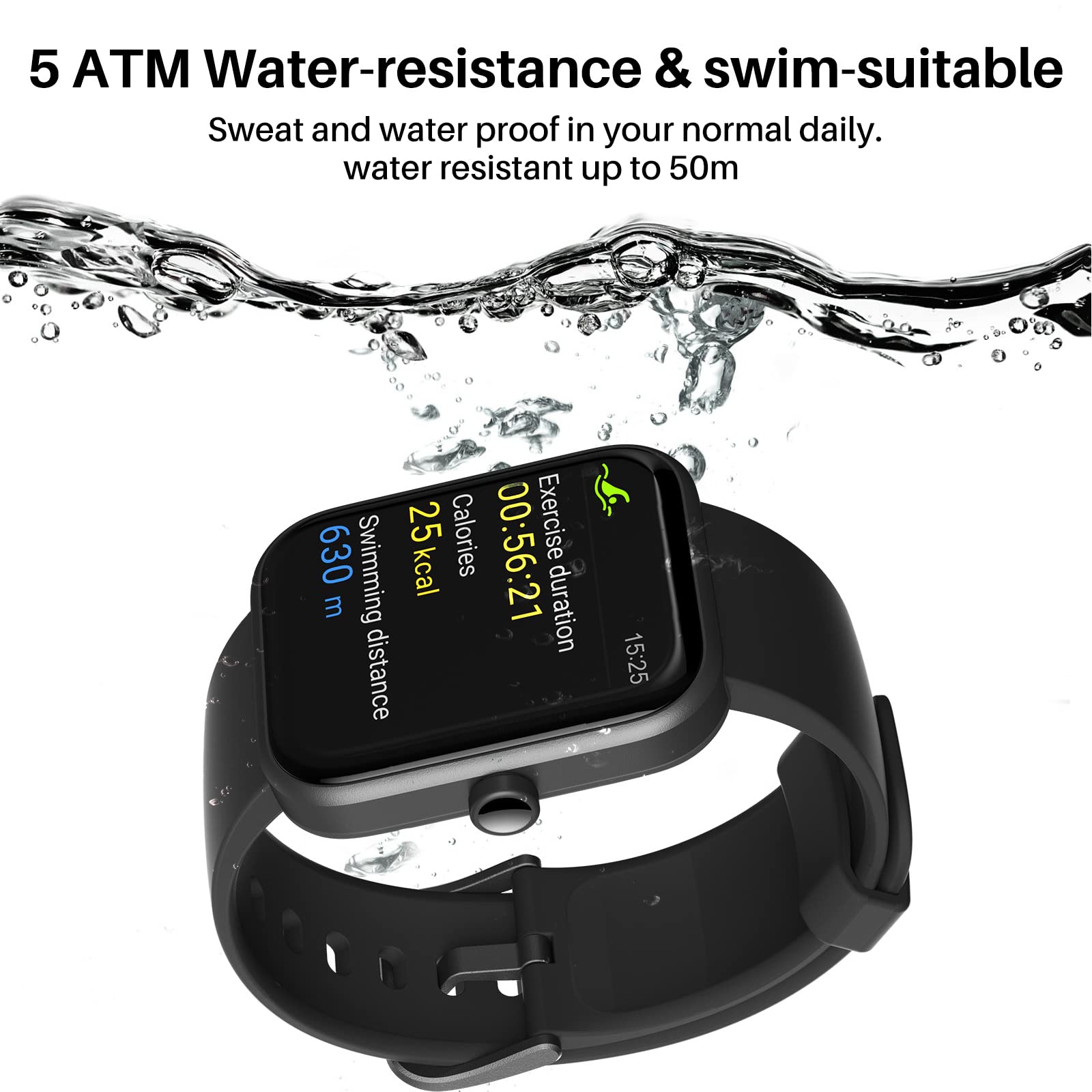 TOZO T10 Bluetooth 5.3 Wireless Earbuds Black S2 44mm 2023 Smart Watch Alexa Built-in Fitness Tracker Black