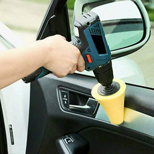 Thboxes 5 Pack Car Wheel Hub Drill Buffing Sponge Pads Kit,Auto Cone Metal Polish Buffing Polishing Ball for Automotive Car Wheels Care Buffing Tool in Bags