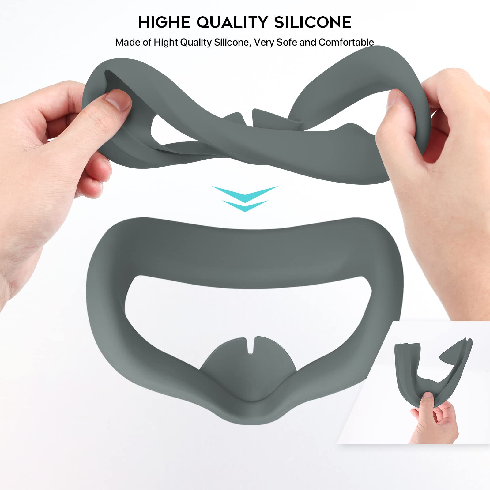 Silicone Face Cover Compatible with Quest 2, Protect Skin & Sweatproof & Anti-Leakage Face Pad Compatible with Quest 2 (Grey)