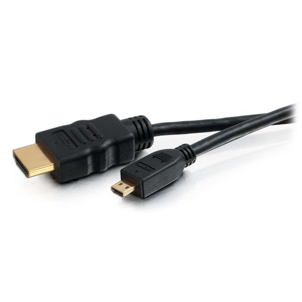 Legrand - C2G Micro HDMI to HDMI Ethernet Cable, 4k High Speed HDMI Cable, Black 60 hz HDMI Cable, HDMI Cable 1.5 ft, 1 Count, C2G 50613