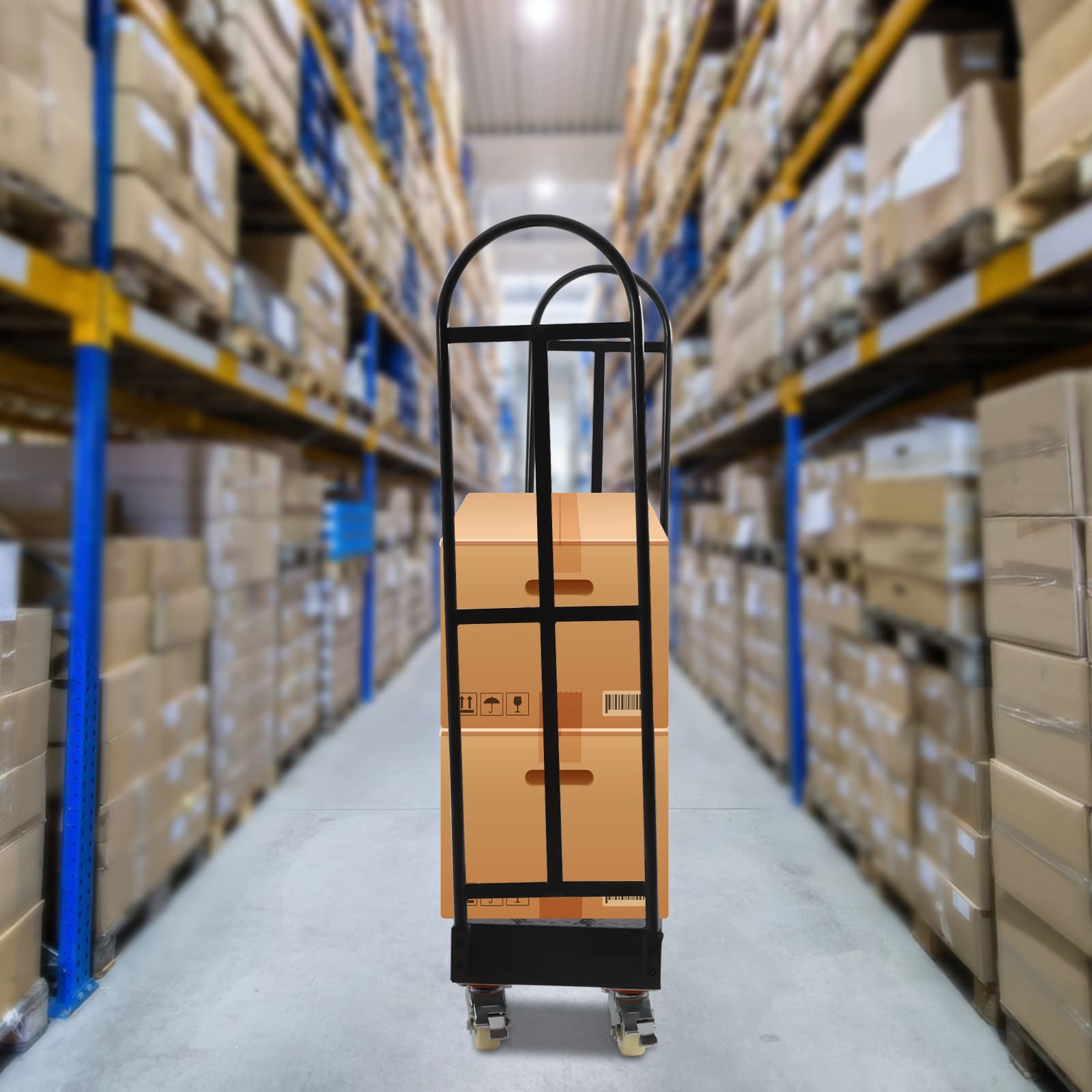 U-Boat Utility Cart Platform, Steel Dolly Industrial Transporting Hand Truck 60.5"x15.7"x52.2" 2000LBS Heavy Duty Dolly Cart with Six Wheel
