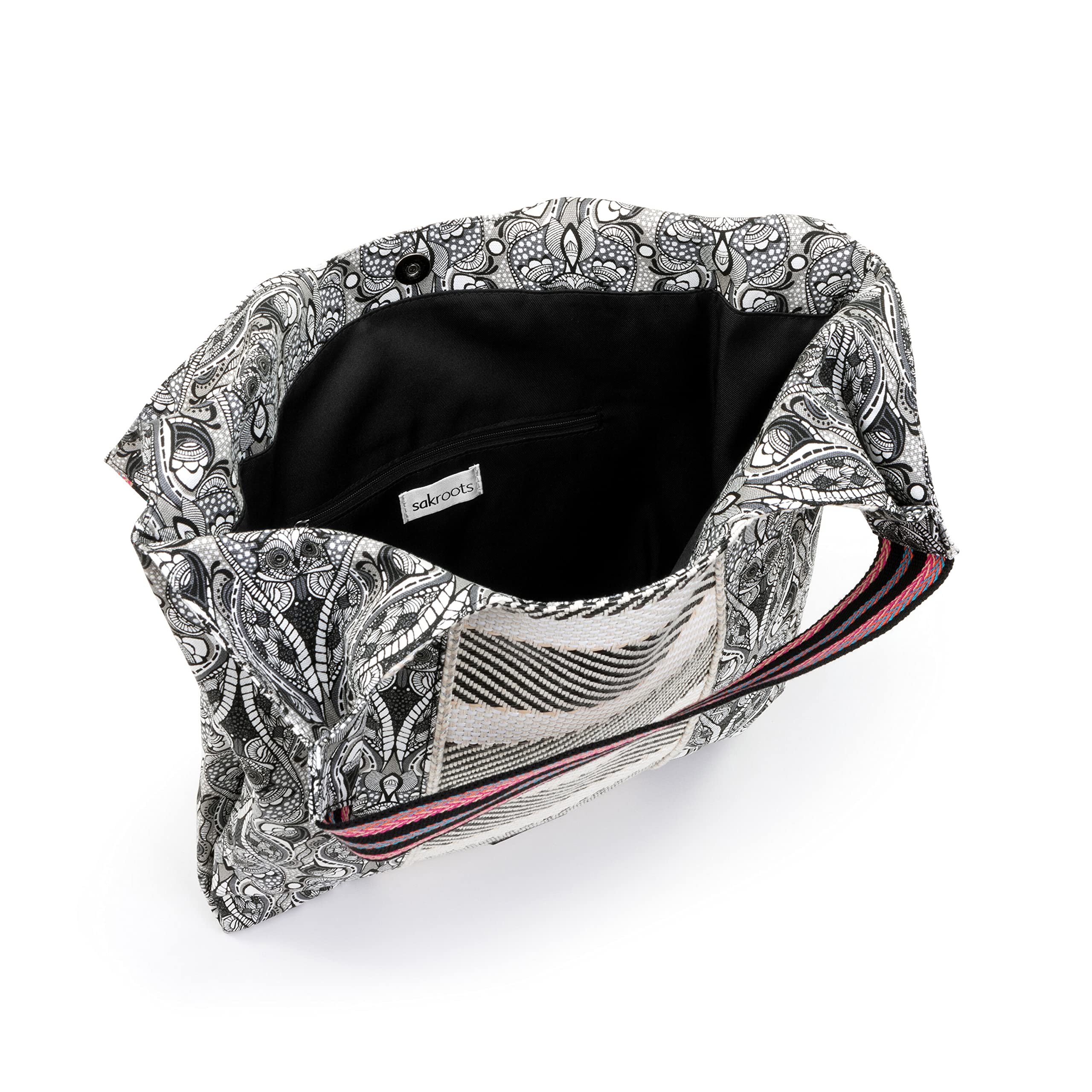 Sakroots Womens Catalina Hobo shoulder handbags, Black & White Soulful Desert, One Size US