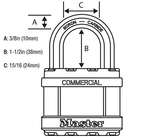 Master Lock Magnum Padlocks - 2" W x 1-1/2"L Shackle, Eight (8) Keyed Alike Locks #M5NKALFSTS-8 w/BumpStop Technology