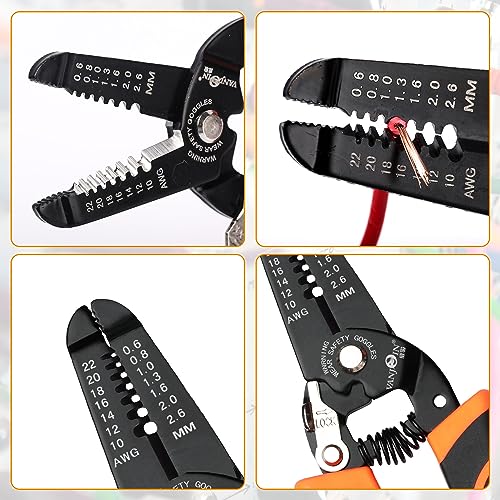 Wire Stripper Cutter Stripping Cutting Pliers, VANJOIN 7 Inch Wire Strippers Cutter, Multi-Functional Steel-made Wire Stripping Cutting Hand Tool for 10-22 AWG (Wire stripper)