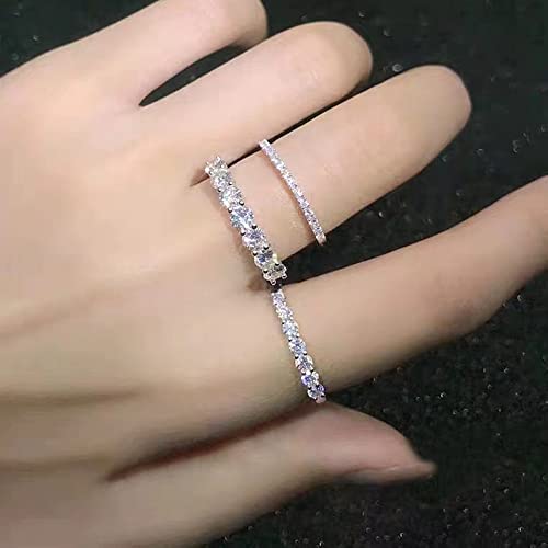 sheborn Moissanite Diamond wedding band Engagement Ring for Women, 18K Gold Plated 925 Sterling Statement Silver Ring for Bridal, Promise, Eternity, Anniversary, 0.7 Carat Stackable Rings Unisex