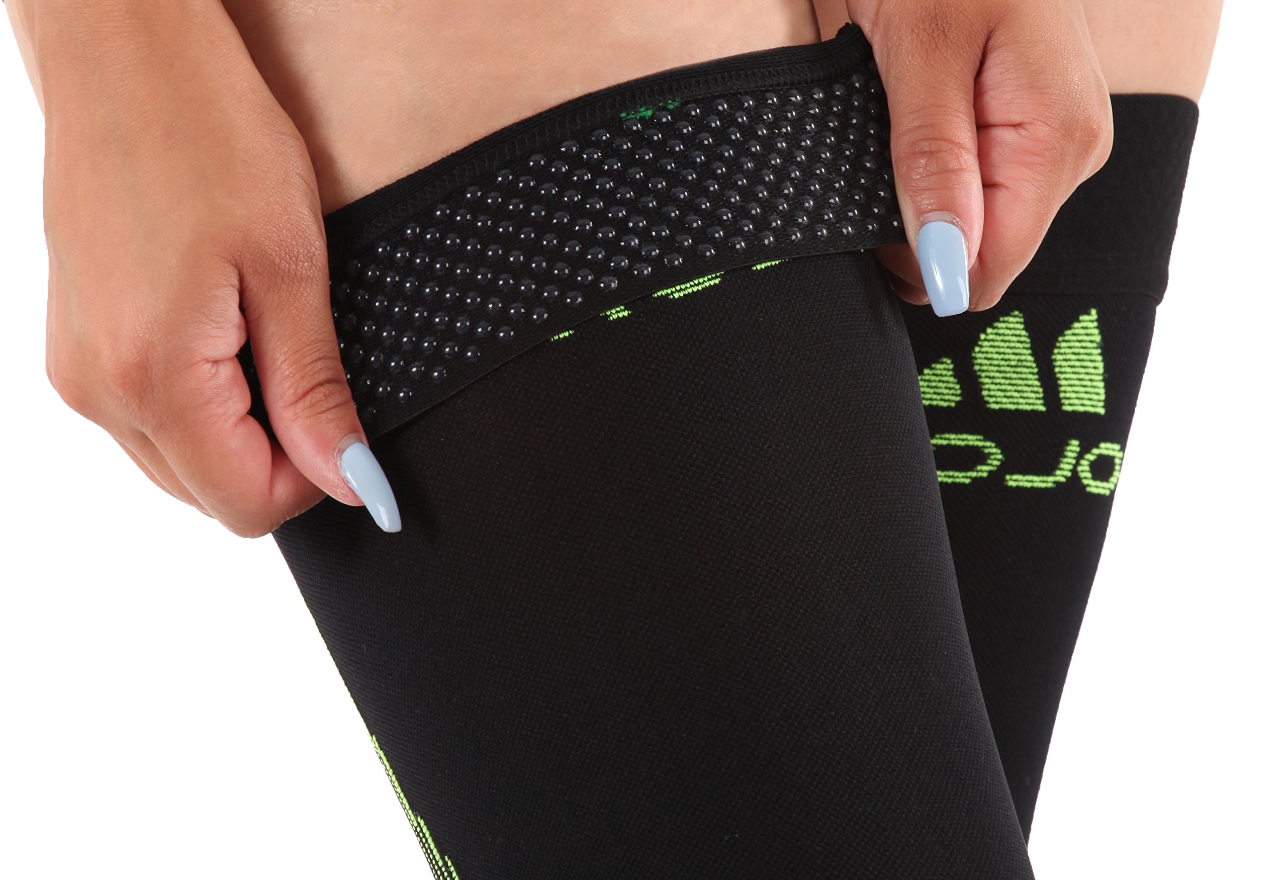 Mojo Compression Socks - Medical Thigh Leg Sleeve with Graduated Compression for Relief from Lymphedema, PTS, and CVI - 20-30mmhg, Medium - Black/Red - 1 Pair
