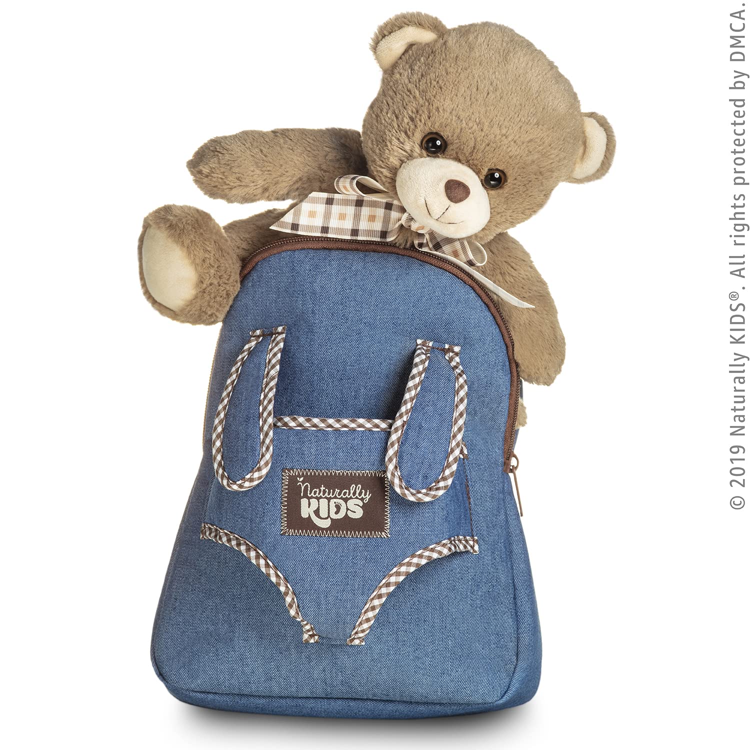 Naturally KIDS Teddy Bear Backpack, Teddy Bear Stuffed Animal, Bear Toys 3 Year Old Boys Girls