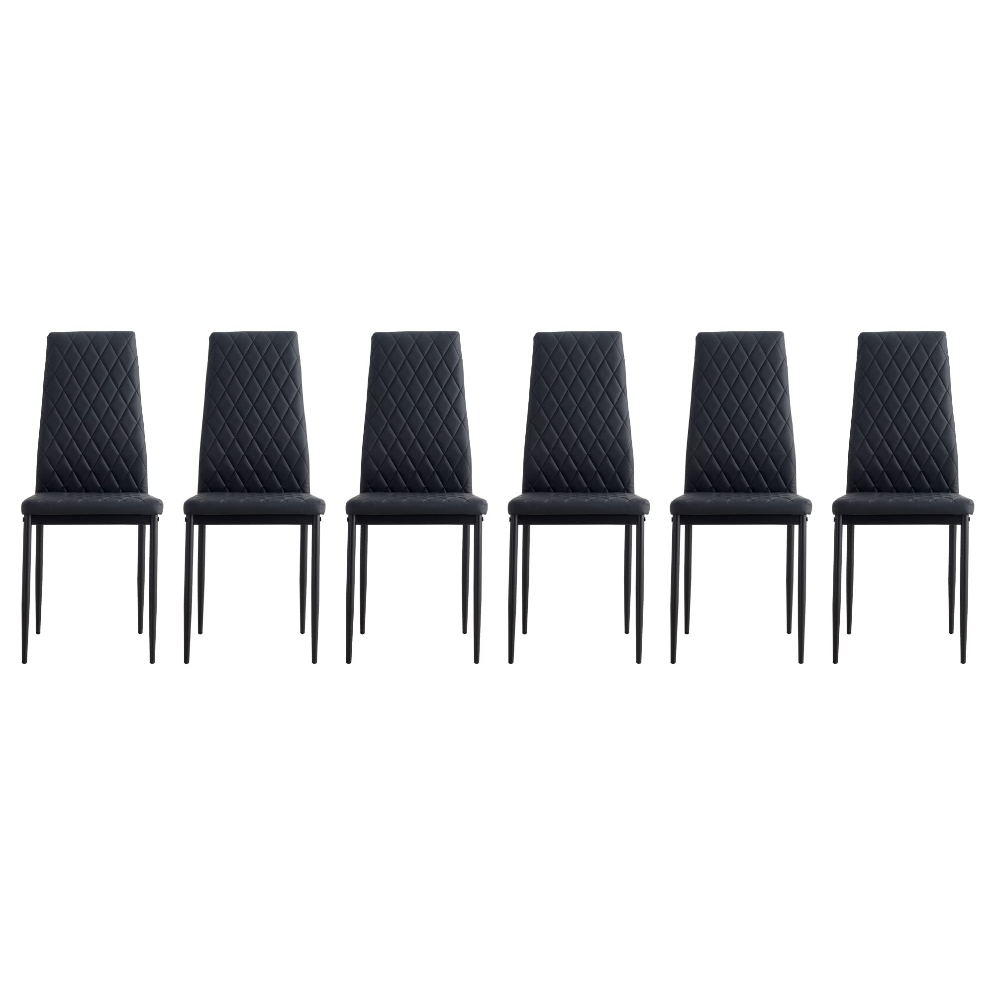 LIADTOP Set for 6, PU Leather Set of 6 Living, Modern Upholstered Side Chairs with Stable Metal Legs,for Dining Room, Kitchen, Restaurant,Black