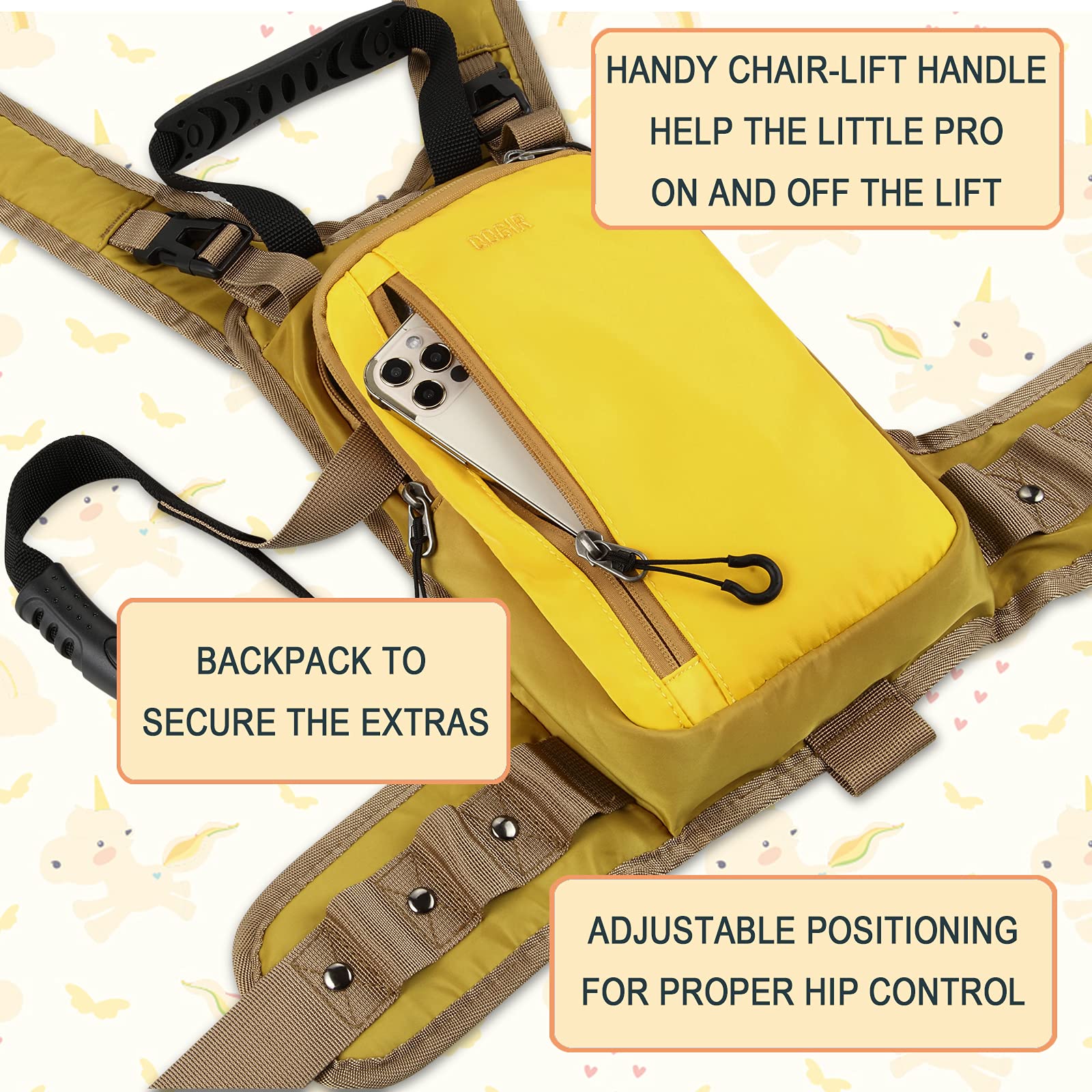 QOGIR Ski and Snowboard Harness for Kids: Learn to Ski Safely and Teach Your Child The Speed Control of Skiing, Ski Harness Trainer with Mini Backpack and Retractable Leash, Perfect for Beginner