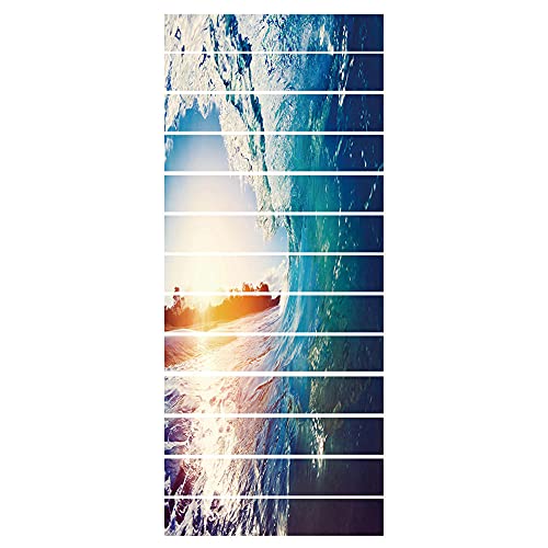Master_GGG 13 Pcs 1 Set 3D Waves Stair Stickers Self-Adhesive Wall Stair Stickers for Home Decoration, Waterproof Stair Mural, 100cm X 18cm for Stair Decor Mural