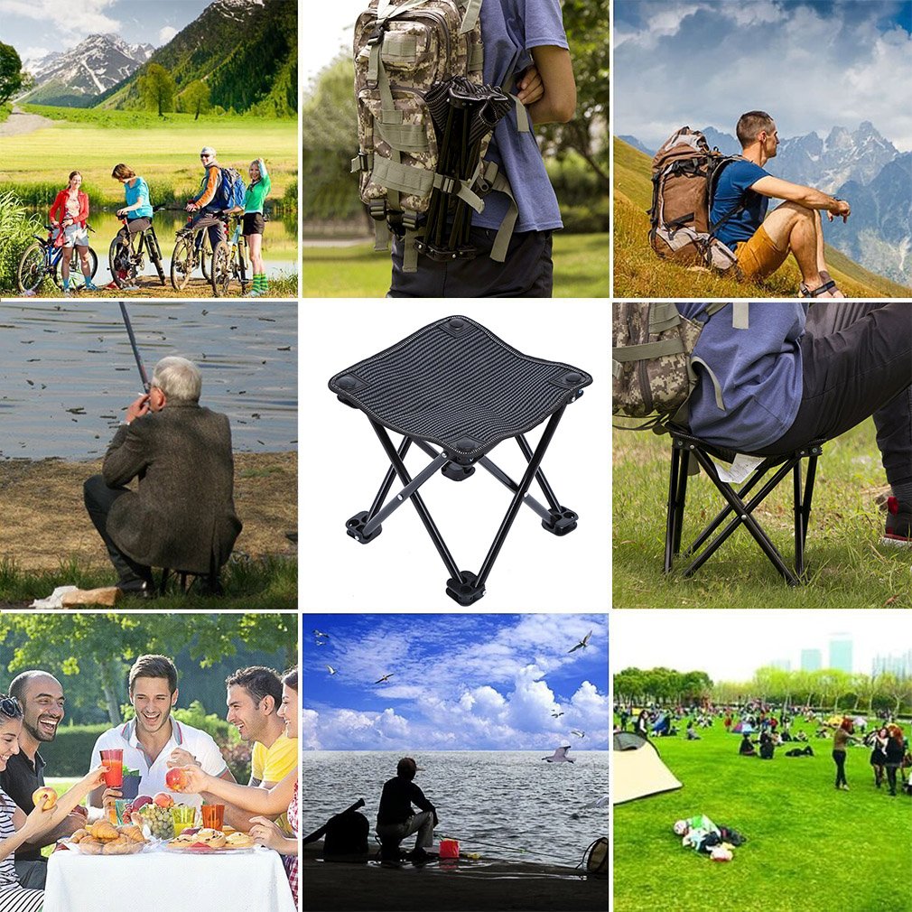 MeiLiMiYu Portable Folding Camping Stool Small Camp Stool Compact Lightweight Foot Stool with Carry Bag
