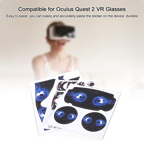 Mxzzand Wearproof, VR Glasses Protective Sticker, Stickers and Wiping Cloth, VR Headset Stickers, Durable, Scrapesproof, Anti‑Pollution,for Oculus Quest 2(Blue Flame Football)