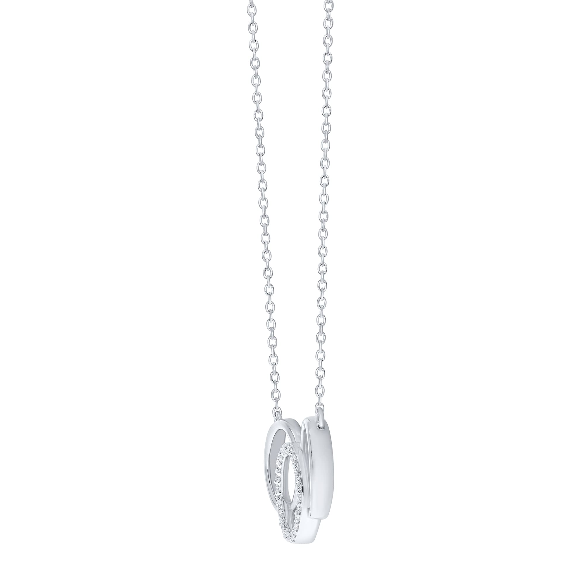 Round White Diamond 925 Sterling SIlver Interlocked Double Triple Circle Pendant Necklace for Women Mothers Day Jewelry Gift (Triple Circle)