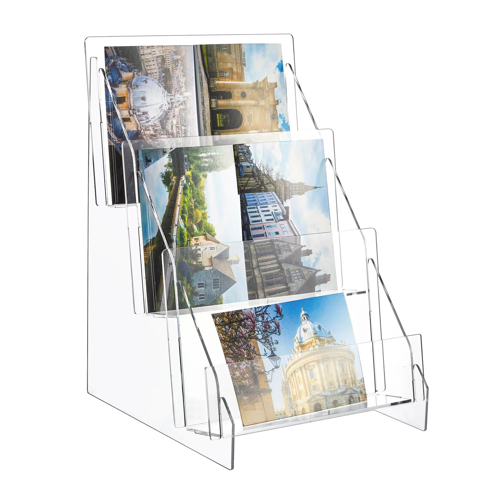 TINDERDRY Acrylic Greeting Card Display Stand Card Display Rack Sticker Display Stand Brochure Postcard for Retail Vendors Crafts Counter Tabletop Display Supplies