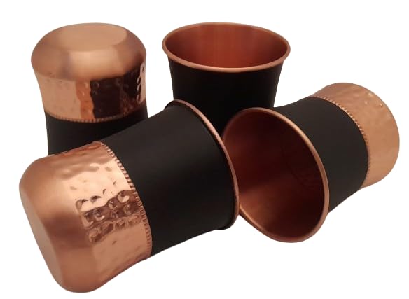 Ornate Internationlal 16 Oz Black Matte Moscow Mule Copper Cups and Barrel Mugs, Moscow Mule Mug with Rose Gold Copper Rims, Set of 4 (black)