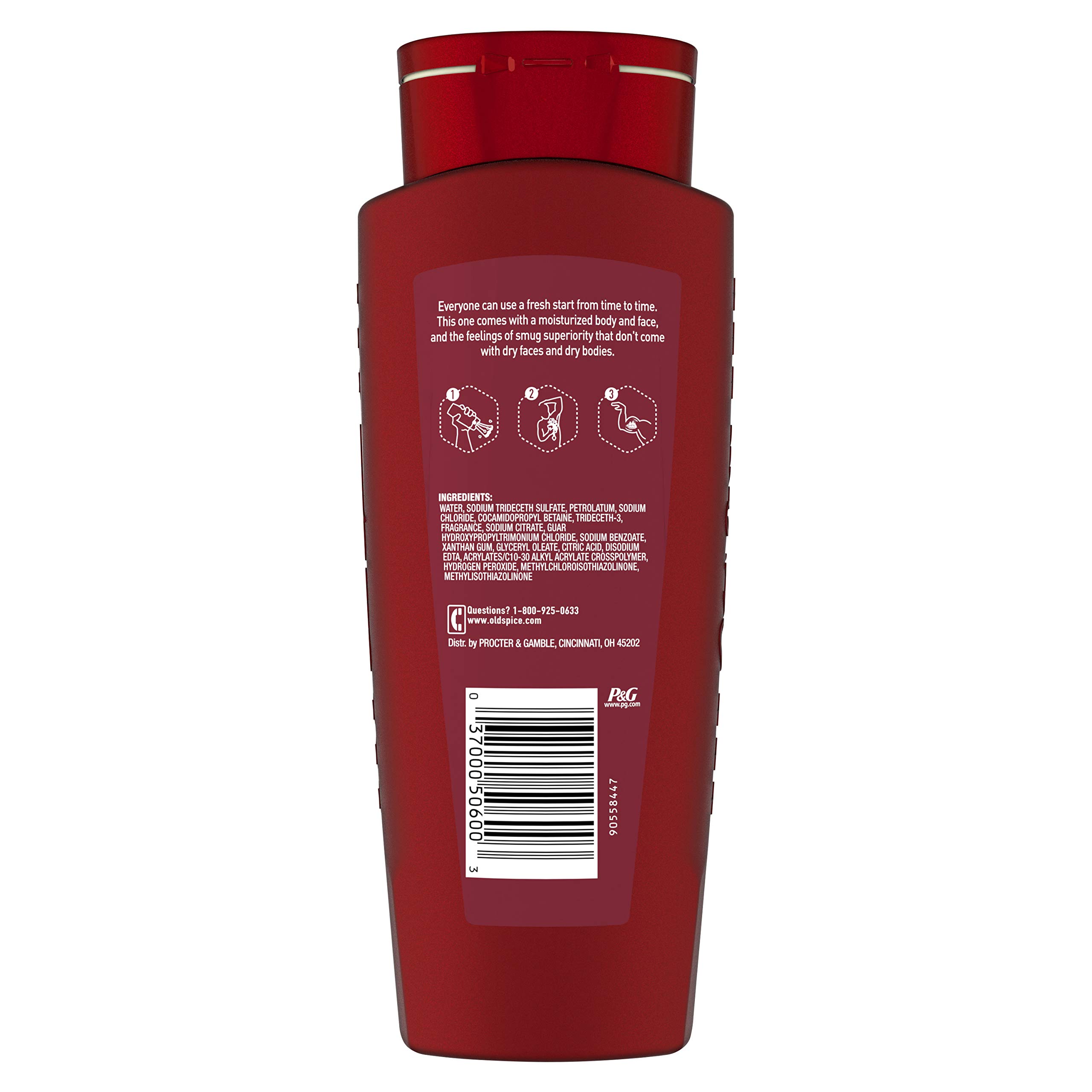 Old Spice Ultra Smooth Moisturizing Face & Body Wash, Fresh Start, 16 Ounce / 473 ml (Pack of 2)