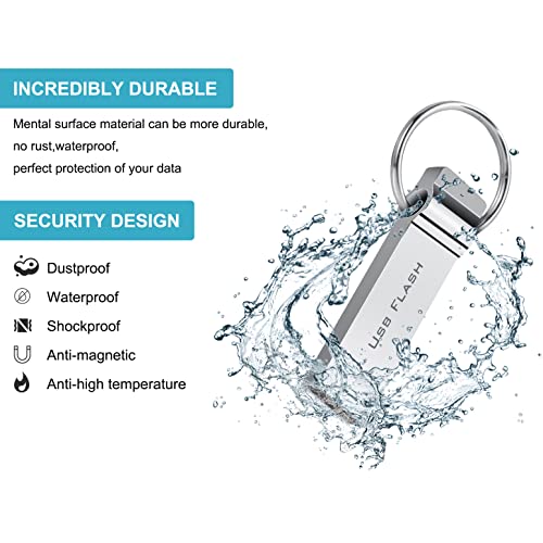 wedcook 64GB USB Flash Drive Waterproof Shockproof Thumb Drive Metal USB Drive Portable Memory Stick 64GB External Data Storage for Computer PC Laptop Car Radio
