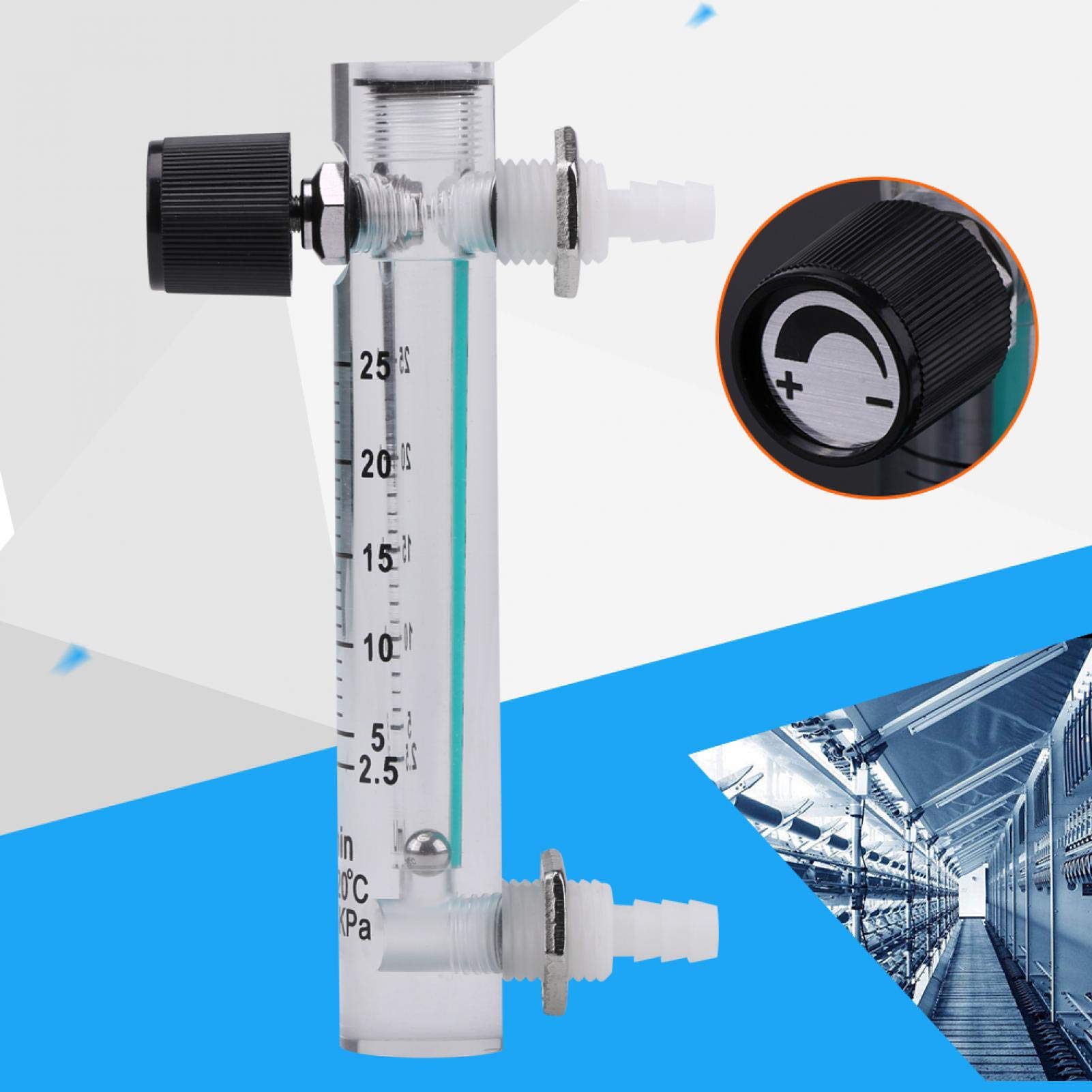 Tube Type Acylic Flowmeter, Air Flowmeter Oxygen Flowmeter,LZQ-5 Flowmeter 2.5-25 LPM Flow Meter with Control Valve for Oxygen/Air/Gas