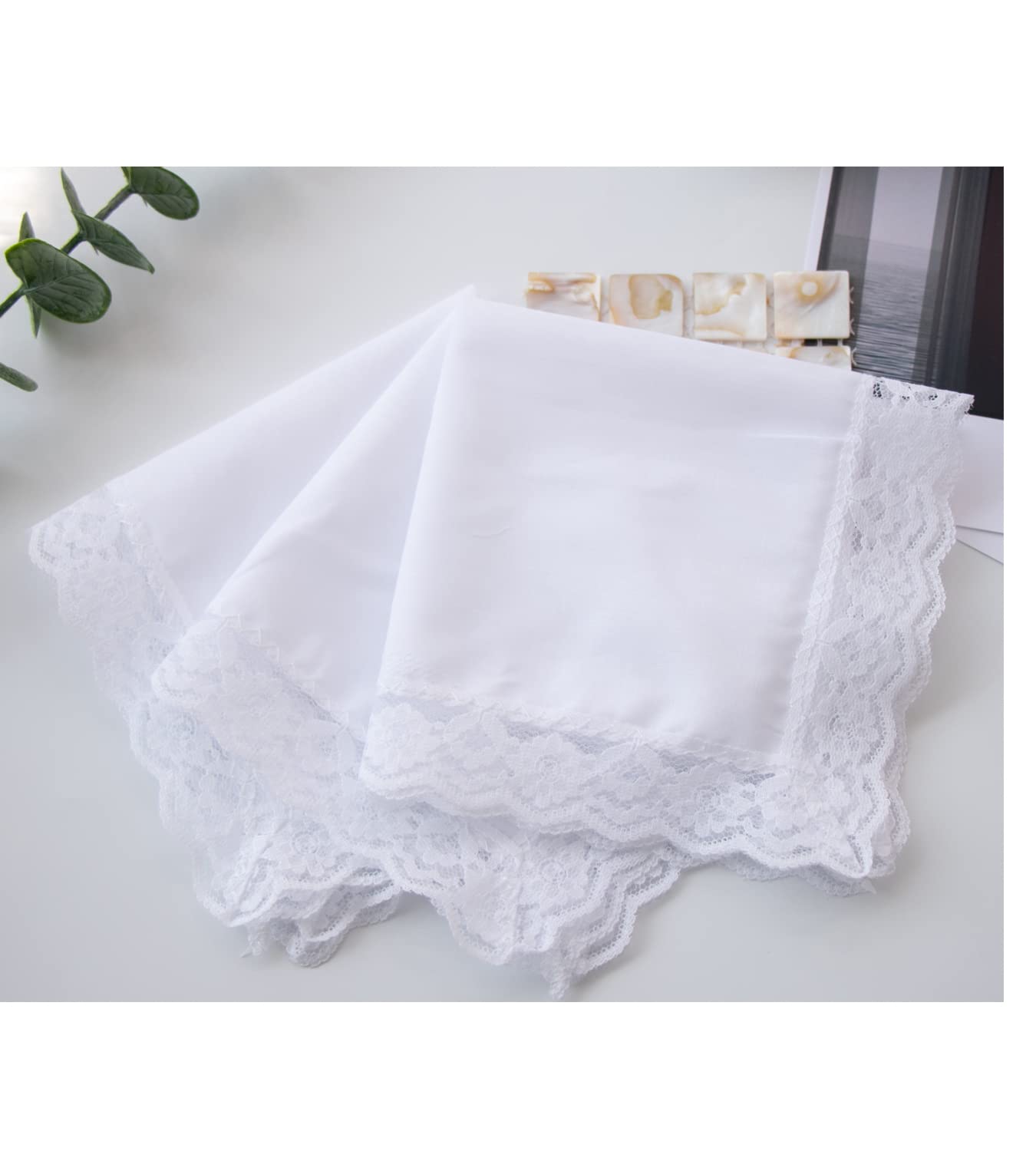 MileyMarla Ladies New Pretty Lace White Cotton Handkerchiefs Wedding Hankies Hanky